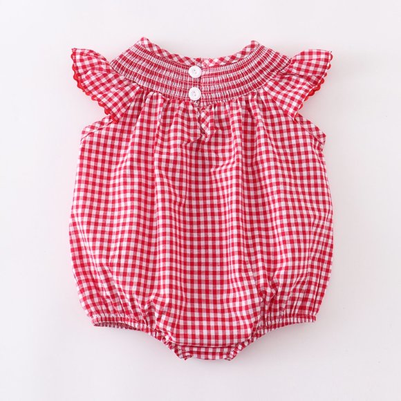 One Pieces | Minnie Mouse Baby Girls Smocked Embroidered Gingham Boutique Romper | Poshmark